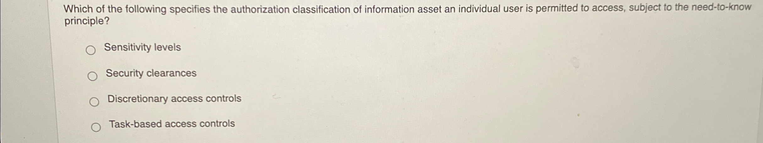 Solved Which of the following specifies the authorization | Chegg.com