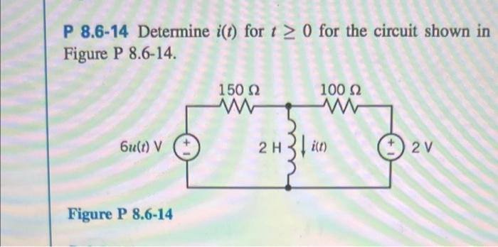 Solved P 8.6-14 Determine i(t) for t≥0 for the circuit shown | Chegg.com