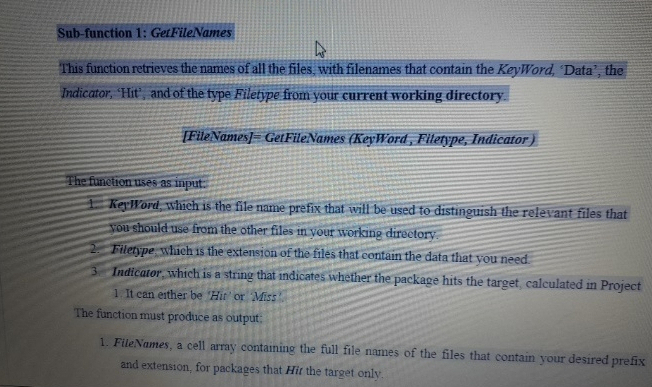 Sub-function 1: GetFileNamesThis function retrieves | Chegg.com