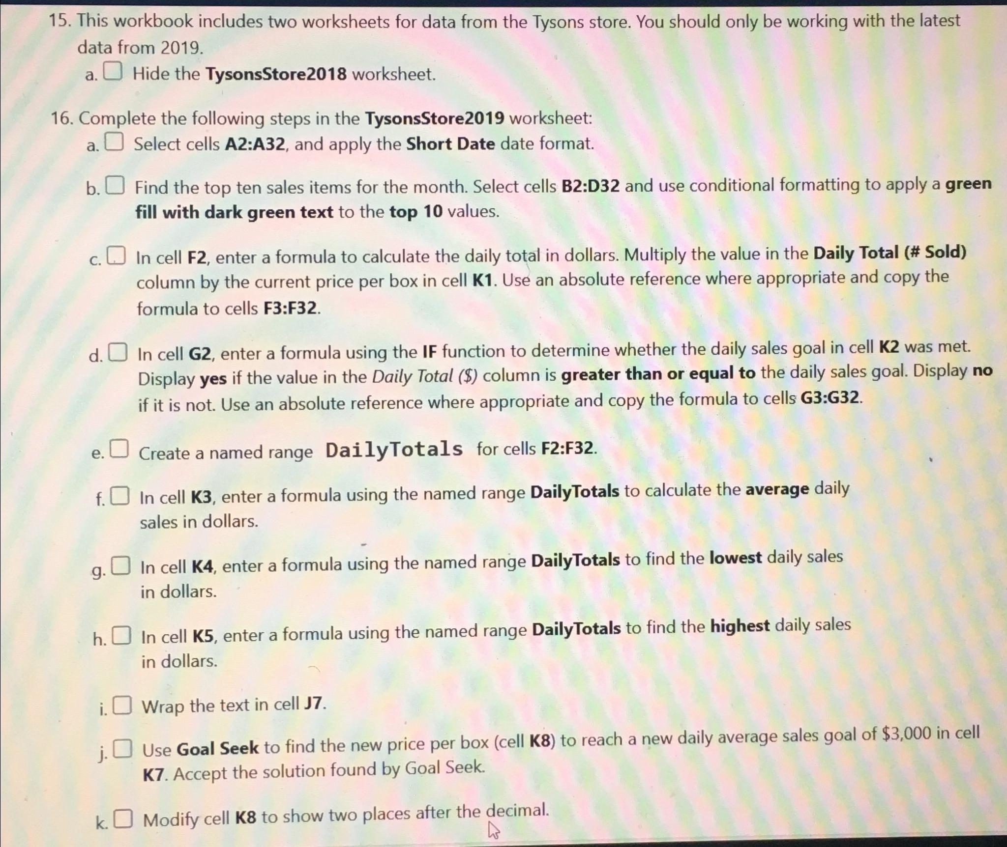 Solved This workbook includes two worksheets for data from | Chegg.com
