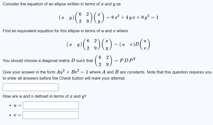 Solved Consider the equation of an ellipse written in terms | Chegg.com