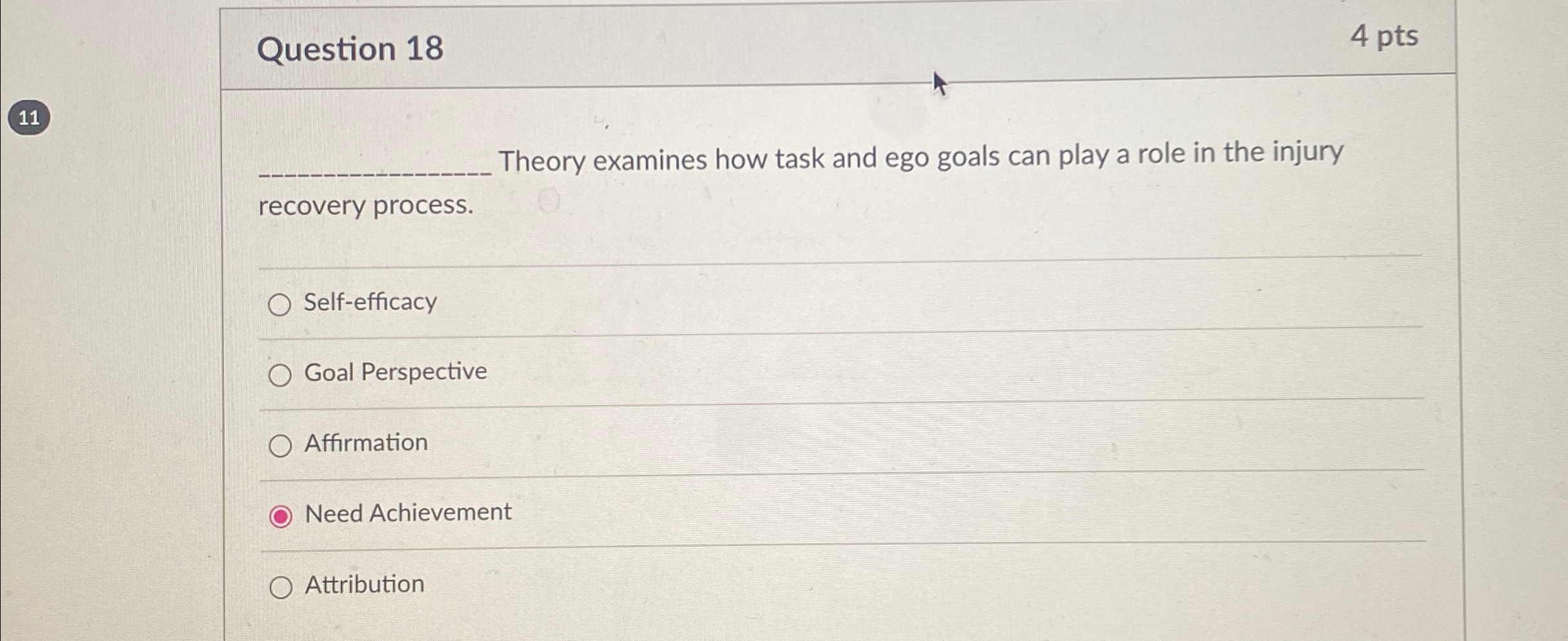 Solved Question 184 ﻿pts11Theory examines how task and ego | Chegg.com