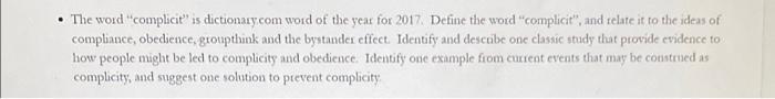 Solved • The word "complicit" is dictionary.com word of the | Chegg.com