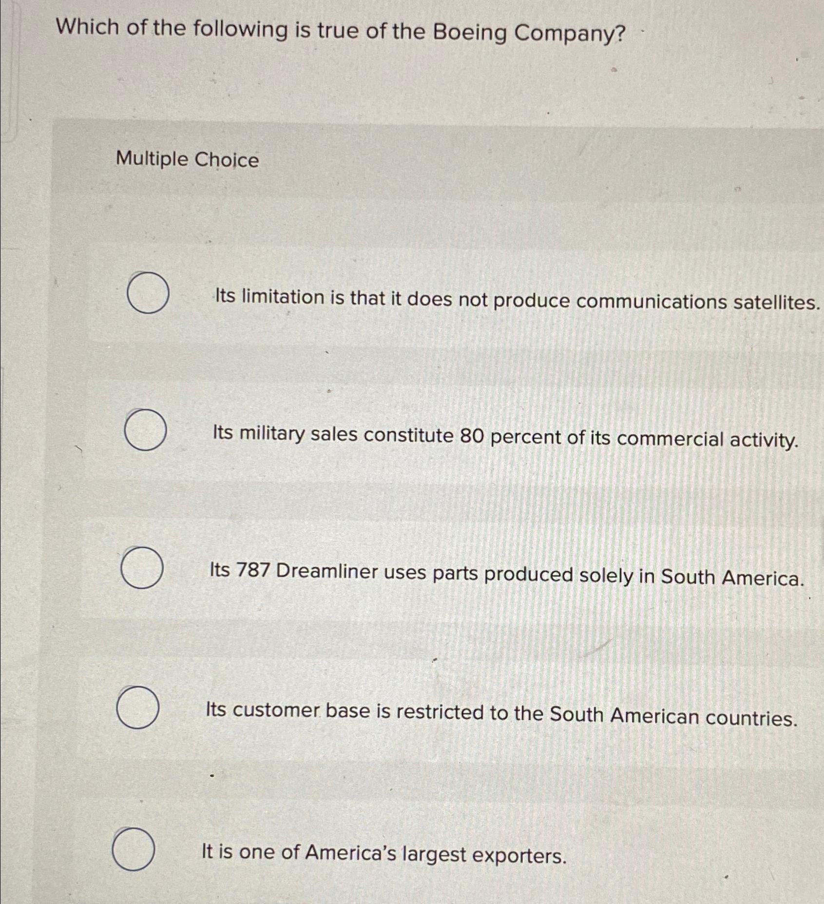 Solved Which of the following is true of the Boeing | Chegg.com