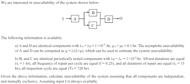 Solved We are interested in unavailability of the system | Chegg.com