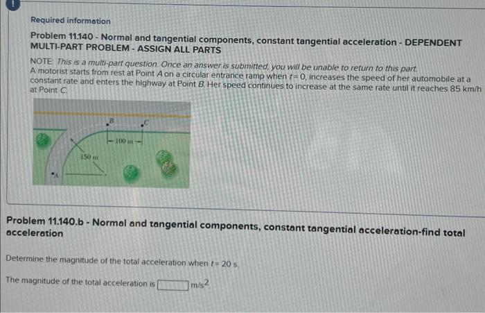 Solved Problem 11.140 - Normal and tangential components, | Chegg.com