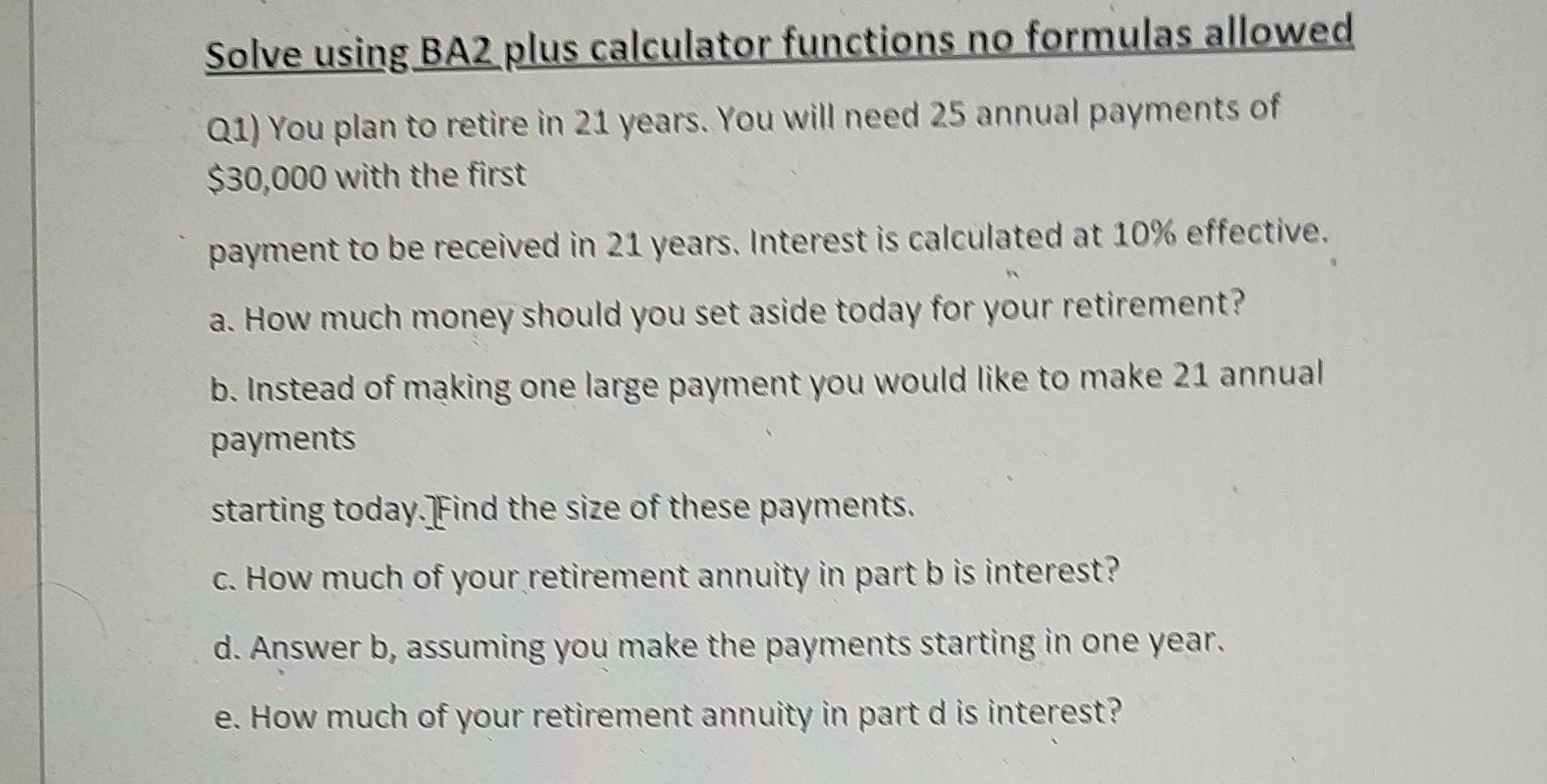 Solved Solve Using Ba2 Plus Calculator Functions No Formulas 8333