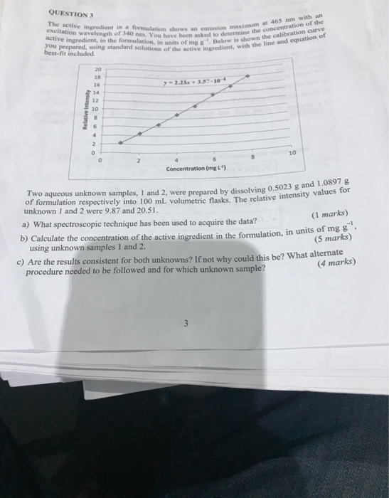 Solved QUESTION 3 active ingredient, in the formulation, in | Chegg.com