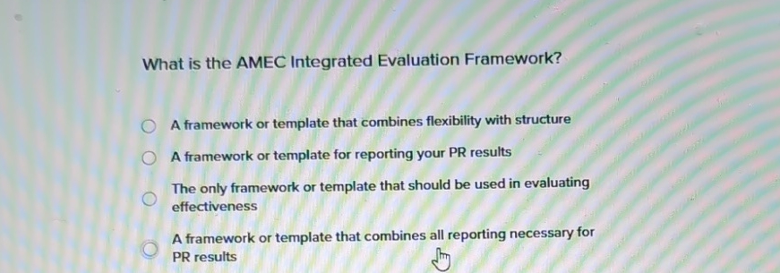 Solved What is the AMEC Integrated Evaluation Framework?A | Chegg.com