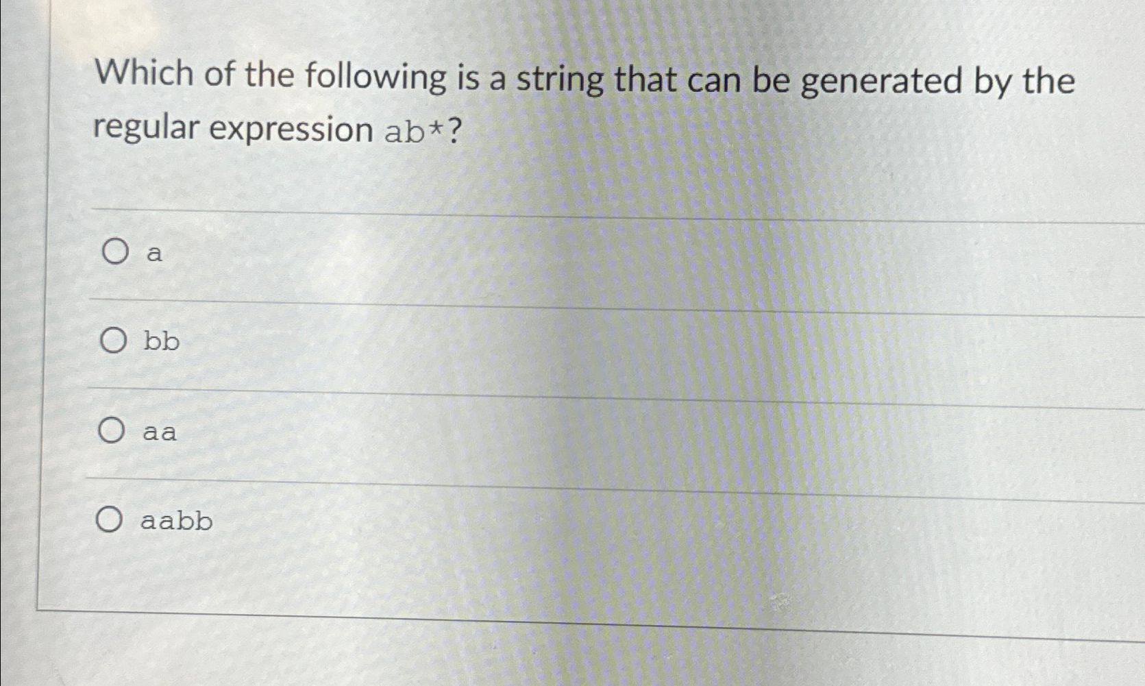 Solved Which of the following is a string that can be | Chegg.com