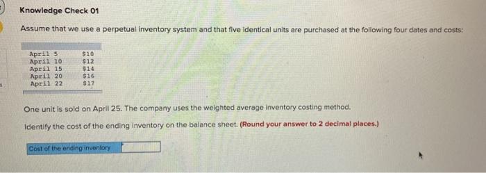 Solved Knowledge Check 01 Assume that we use a perpetual | Chegg.com