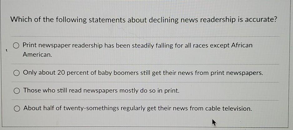 Solved Which of the following statements about declining | Chegg.com