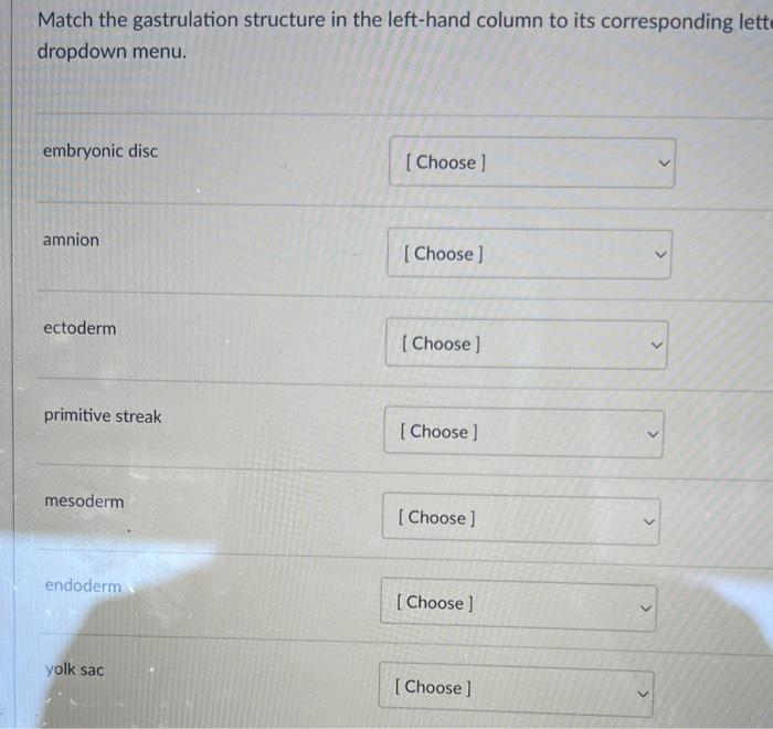 Solved Cleavage and Blastocyst Formation Match the | Chegg.com
