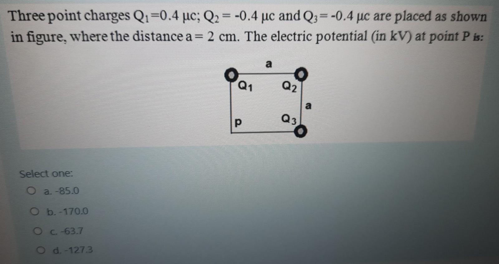 Solved Three point charges Q1=0.4 uc; Q2 = -0.4 uc and Q3= | Chegg.com
