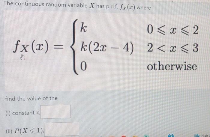 Solved A discrete random variable X has a probability | Chegg.com