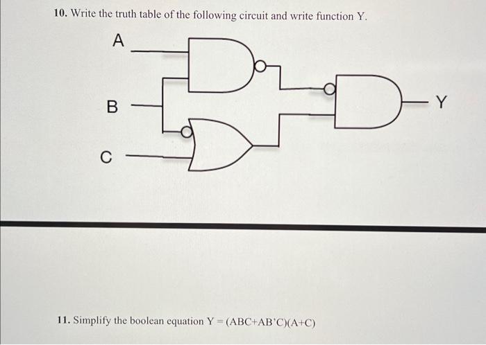 Solved 10. Write the truth table of the following circuit | Chegg.com