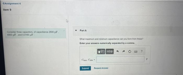 Solved Consider three capacitors, of capacitance 2600pF2, | Chegg.com