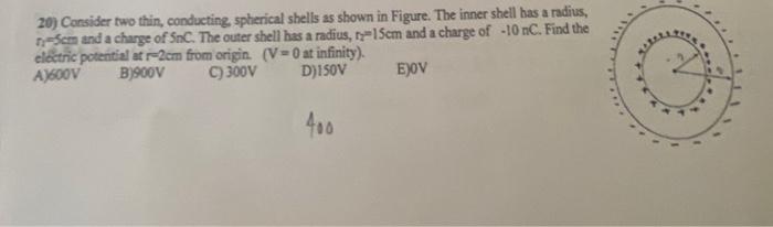 Solved 20) Consider two thin, conducting, spherical shells | Chegg.com