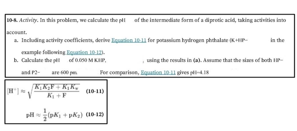 10-8. Activity. In this problem, we calculate the pH | Chegg.com