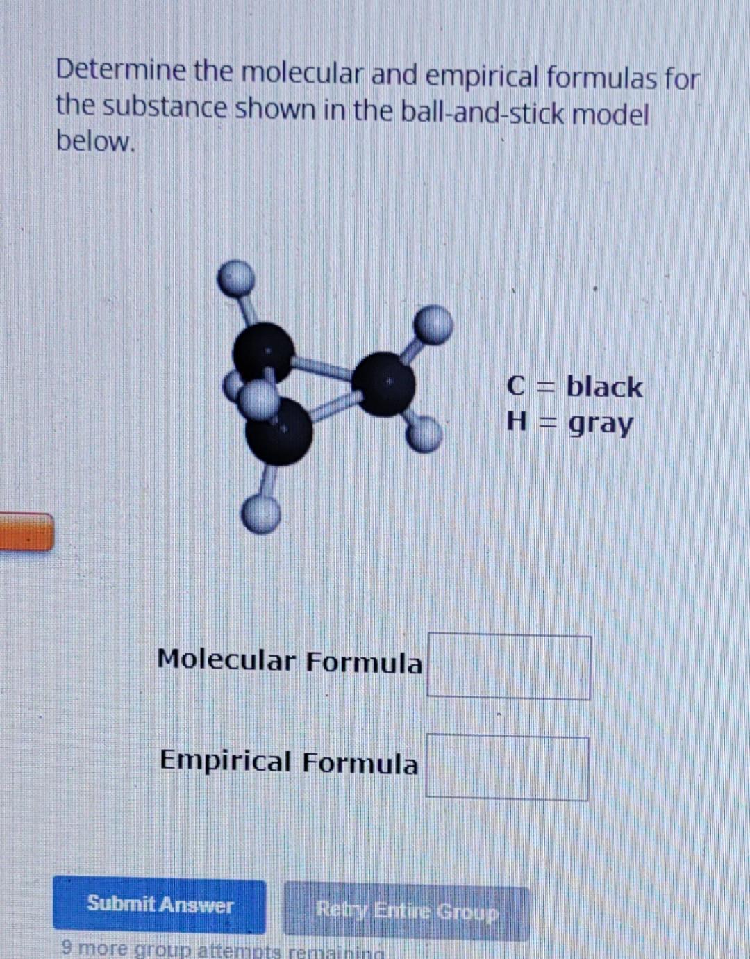 Solved Determine the molecular and empirical formulas for | Chegg.com