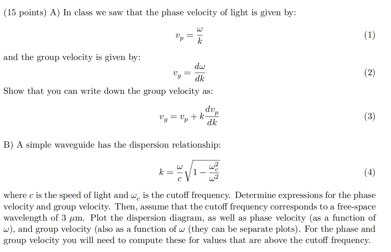 Solved (15 ﻿points) ﻿A) ﻿In class we saw that the phase | Chegg.com