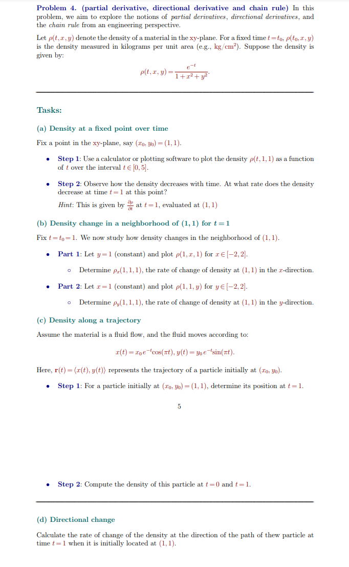 Problem 4. (partial ﻿derivative, directional | Chegg.com