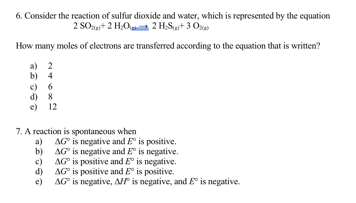 Solved Consider the reaction of sulfur dioxide and water, | Chegg.com