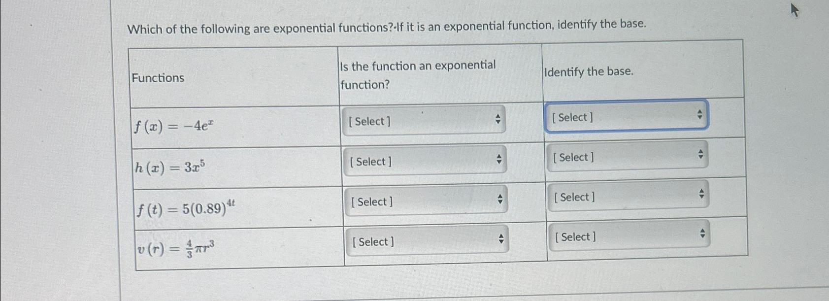 Solved Which of the following are exponential functions? If | Chegg.com