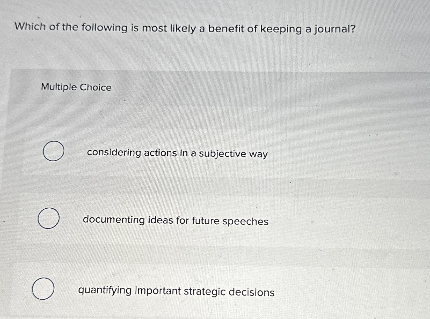 Solved Which of the following is most likely a benefit of | Chegg.com