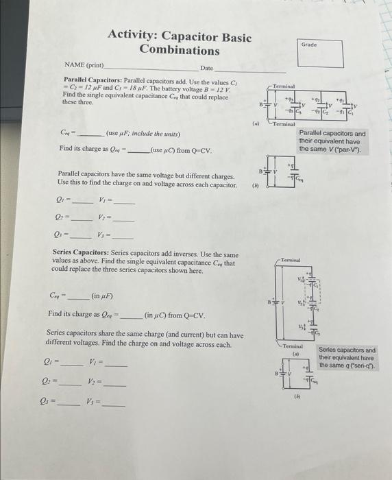 Solved Parallel Capacitors: Parallel capacitors add. Use the | Chegg.com