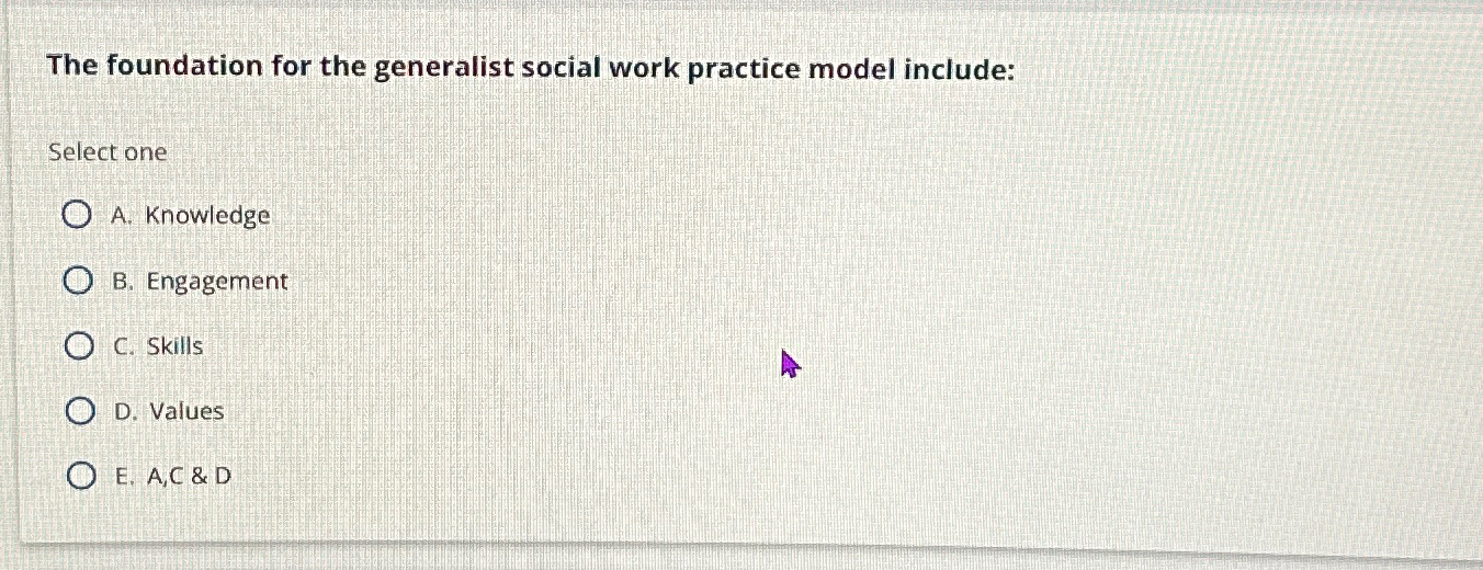 Solved The foundation for the generalist social work | Chegg.com