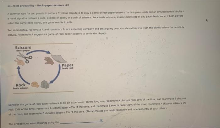 11. Joint probability - Rock-paper-scissors #2 A | Chegg.com