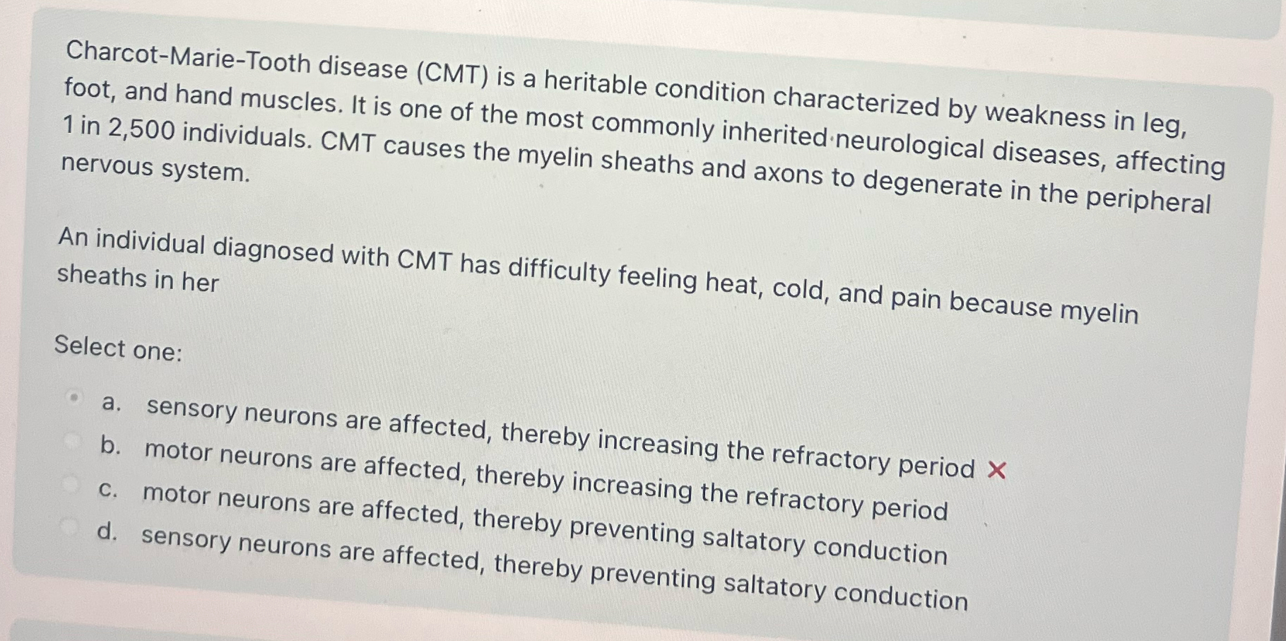 Solved Charcot-Marie-Tooth disease (CMT) ﻿is a heritable | Chegg.com