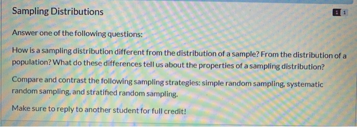 Solved Sampling Distributions Answer one of the following | Chegg.com