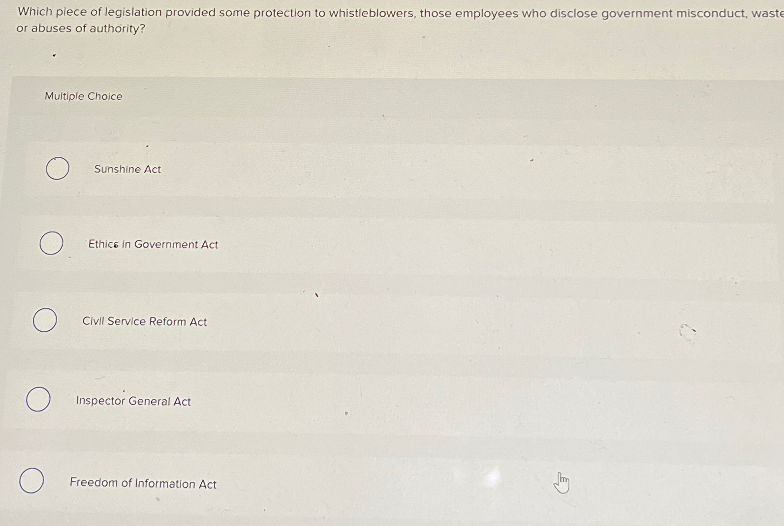 Solved Which piece of legislation provided some protection | Chegg.com
