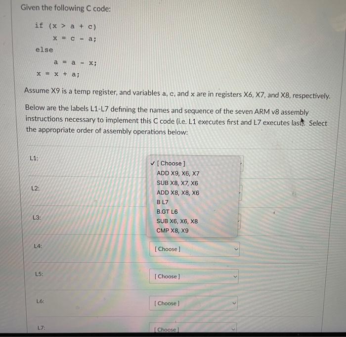 Solved Given the following ARM v8 assembly code: and | Chegg.com