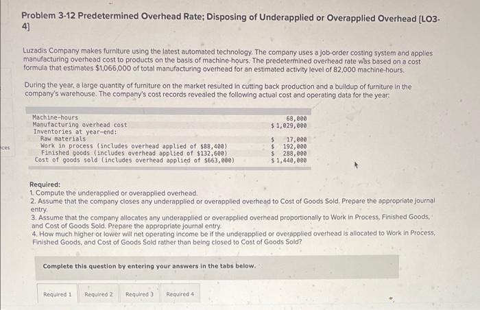 [solved] Ces Problem 3 12 Predetermined Overhead Rate Dis