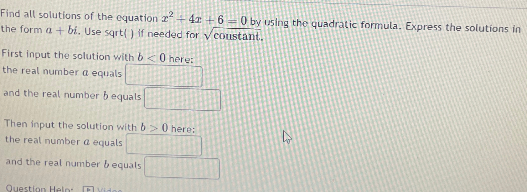 Solved Find all solutions of the equation x2+4x+6=0 ﻿by | Chegg.com