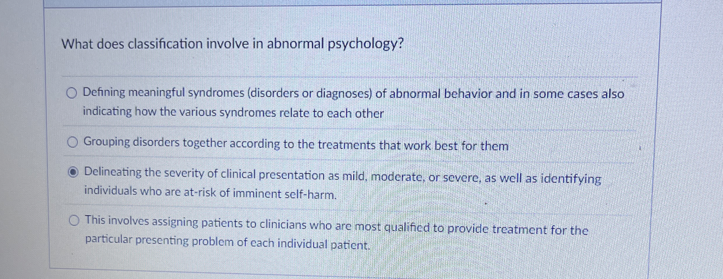 Solved What does classification involve in abnormal | Chegg.com