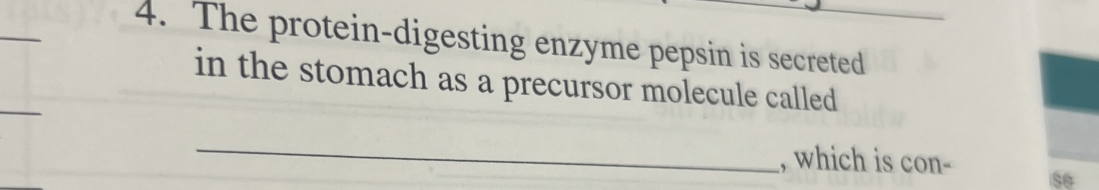 Solved The protein-digesting enzyme pepsin is secreted in | Chegg.com
