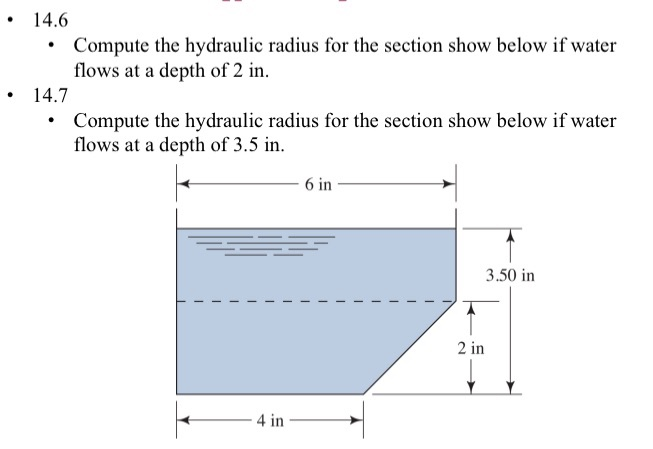 Solved • 14.6 · Compute the hydraulic radius for the section | Chegg.com