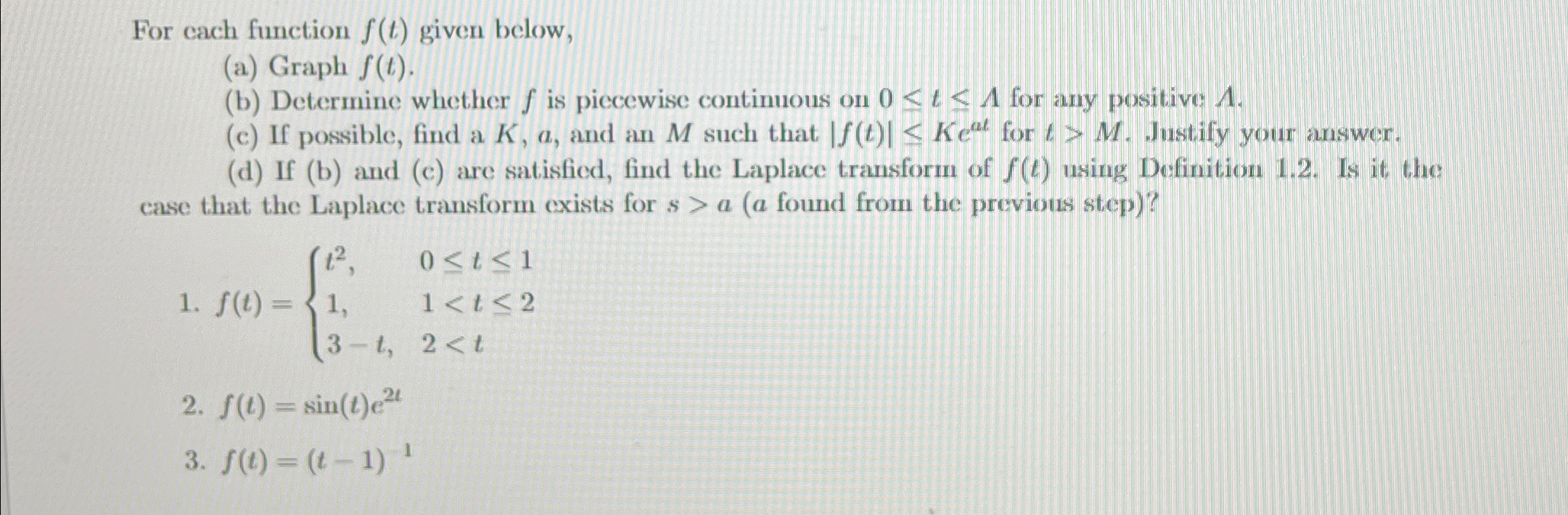 Solved For each function f(t) ﻿given below,(a) ﻿Graph | Chegg.com