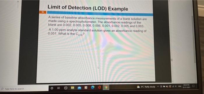 Solved Limit of Detection (LOD) Example 26 A series of | Chegg.com