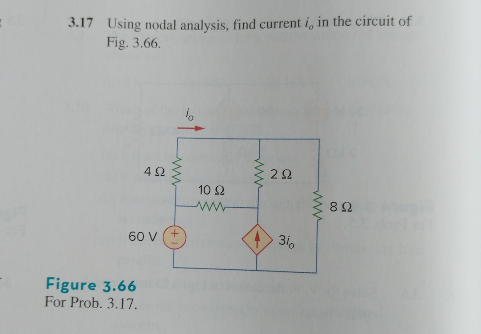 Solved 3.17 Using nodal analysis, find current io in the | Chegg.com