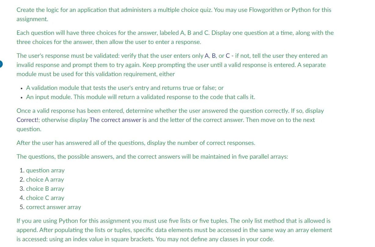 Solved Create the logic for an application that administers | Chegg.com