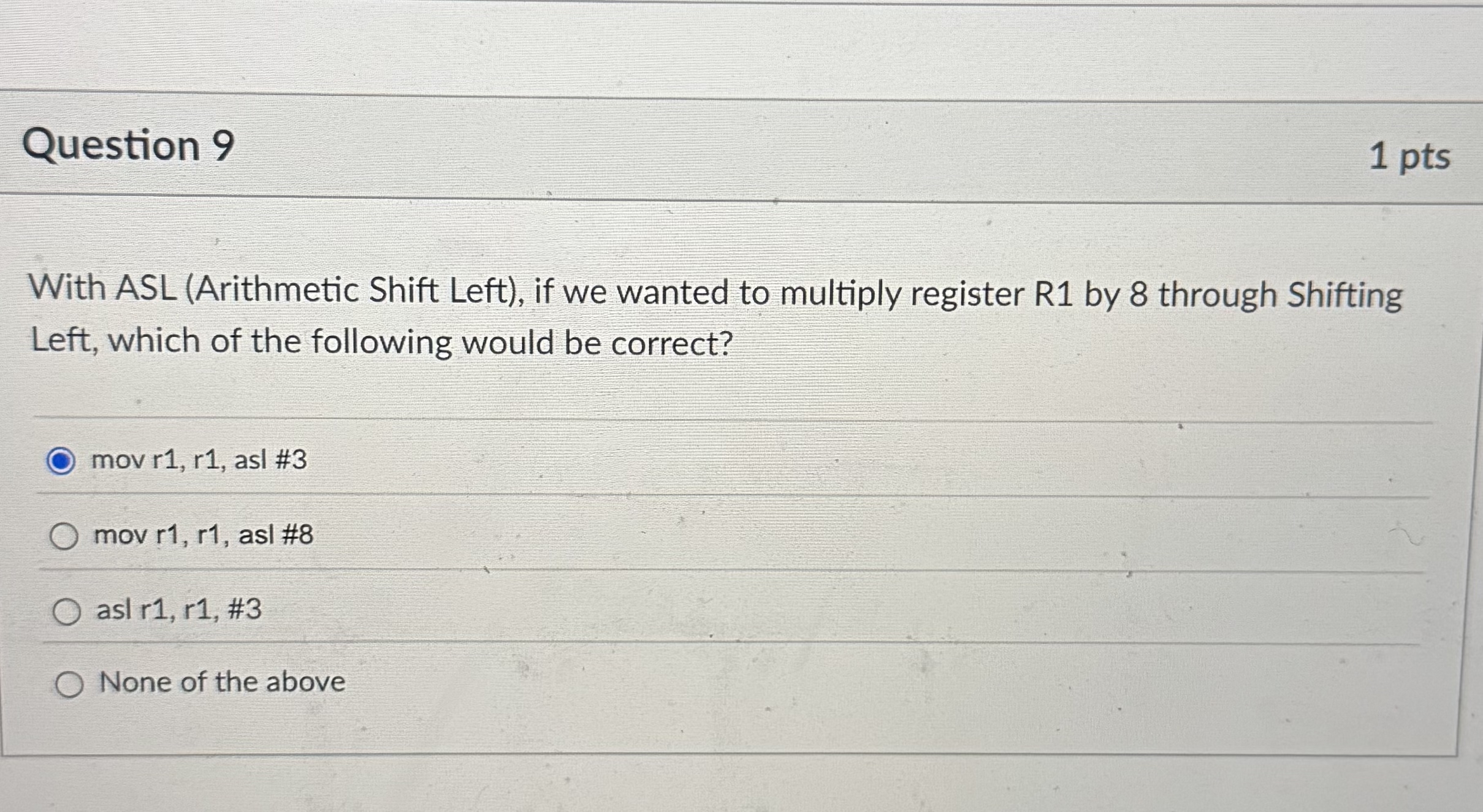 Solved Question 91 ﻿ptsWith ASL (Arithmetic Shift Left), ﻿if | Chegg.com