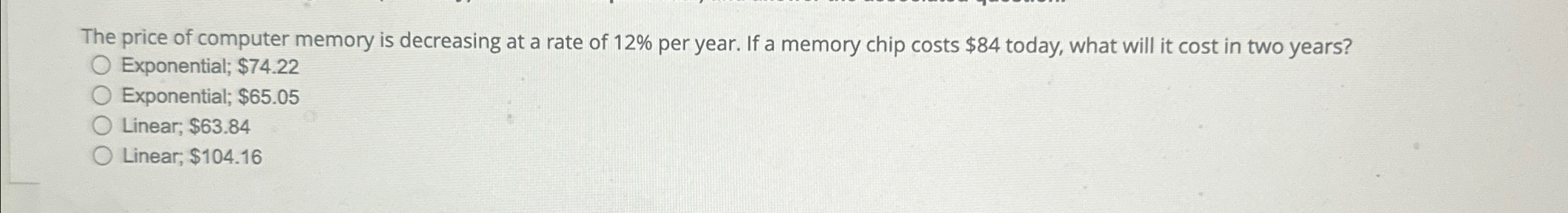 Solved The price of computer memory is decreasing at a rate | Chegg.com