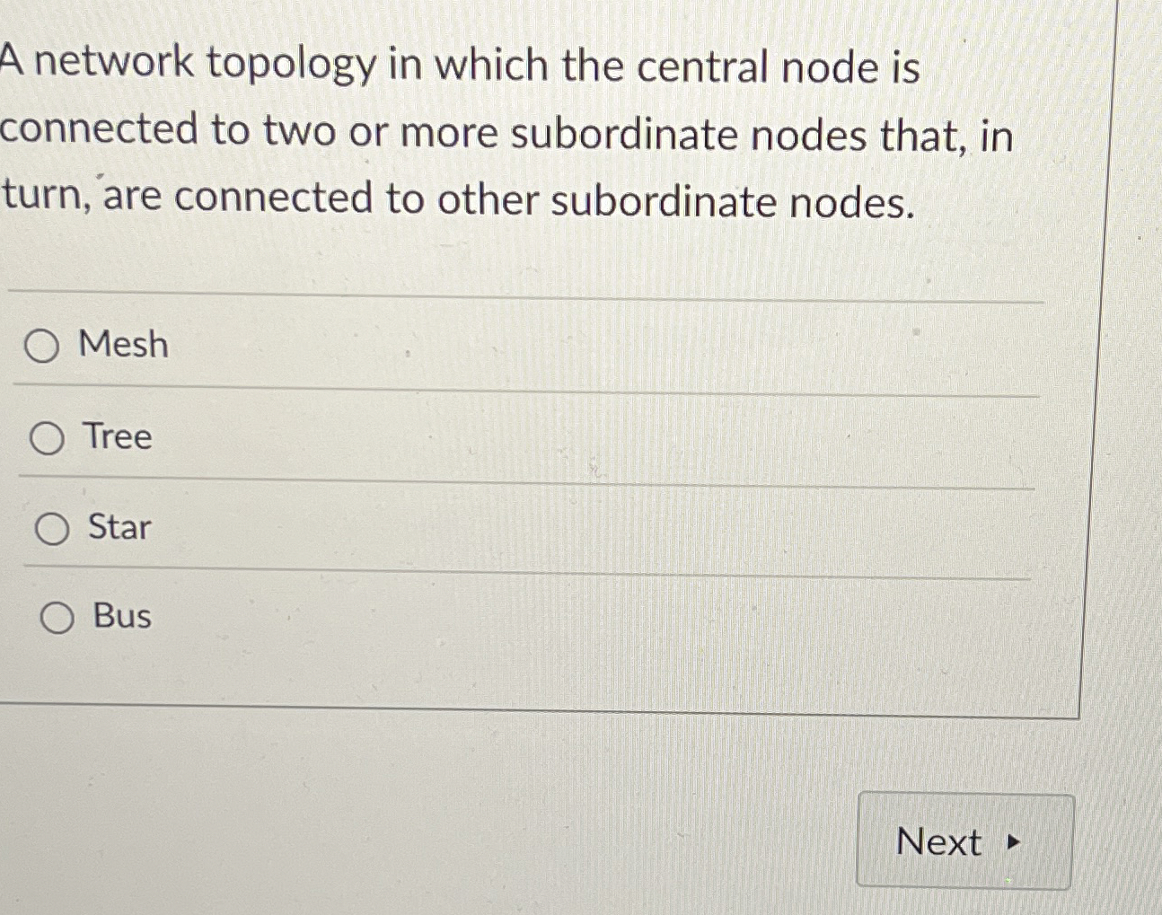 Solved A network topology in which the central node | Chegg.com
