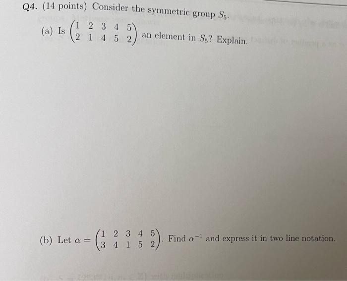 Solved 24. (14 points) Consider the symmetric group S5. (a) | Chegg.com