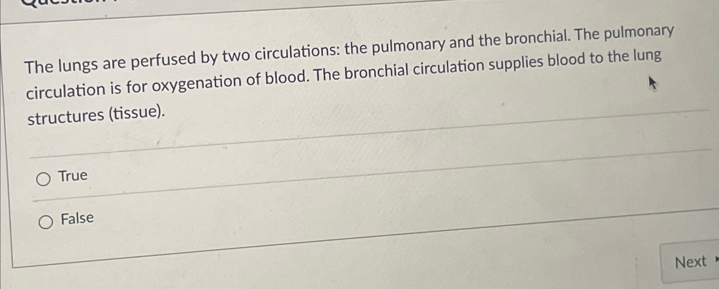 Solved The lungs are perfused by two circulations: the | Chegg.com